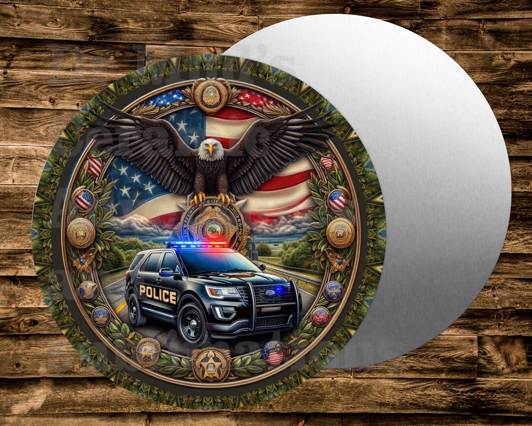 American Police Round Metal Sign for Many Uses Including Wreaths ...