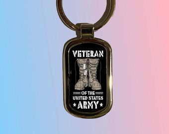 Veteran, Tattered Flag, Wooden, Laser Engraved Key Chain, US Army, US ...