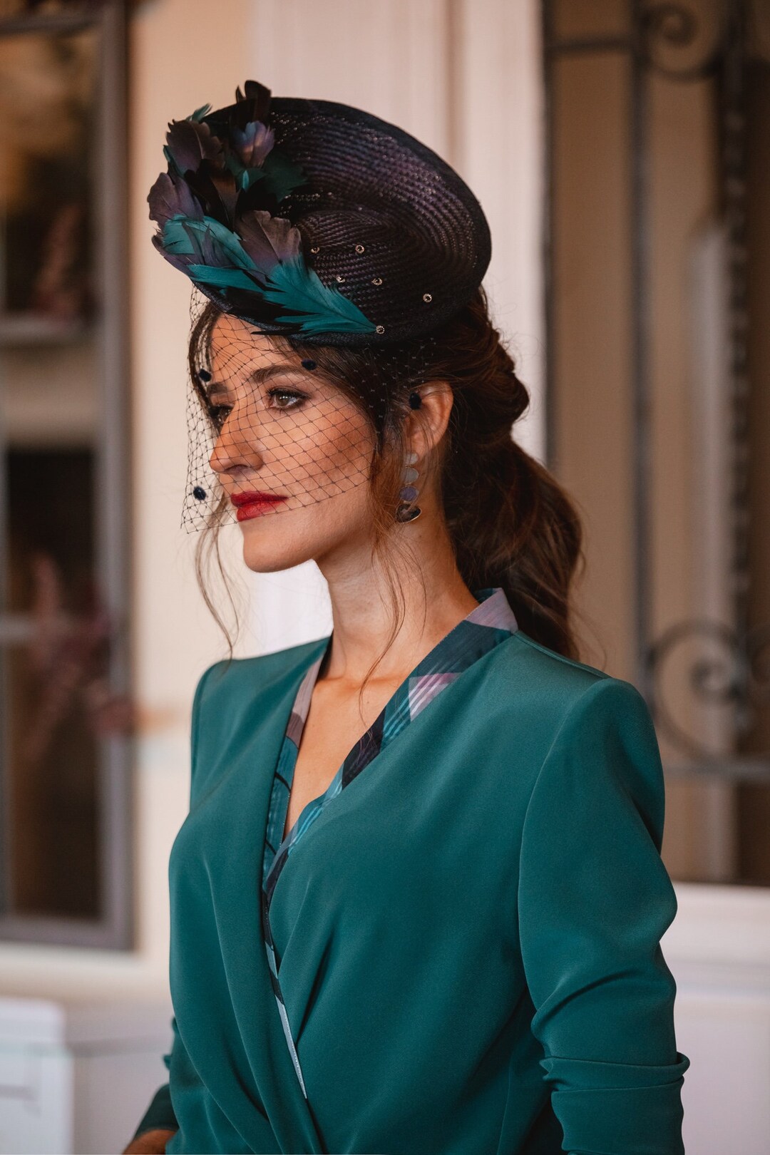 Wedding Guest Hat. Navy Handmade Headpiece. Modern Ladies Ivory ...