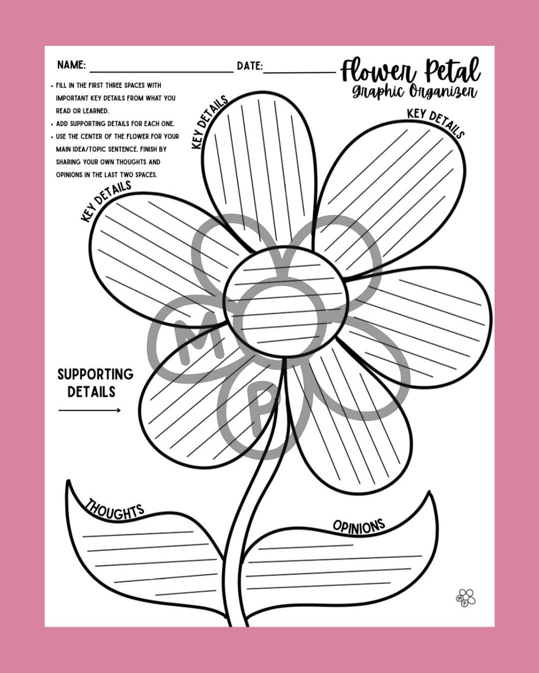 Flower Petal Graphic Organizer and Raindrop Note Taking Sheet - Etsy
