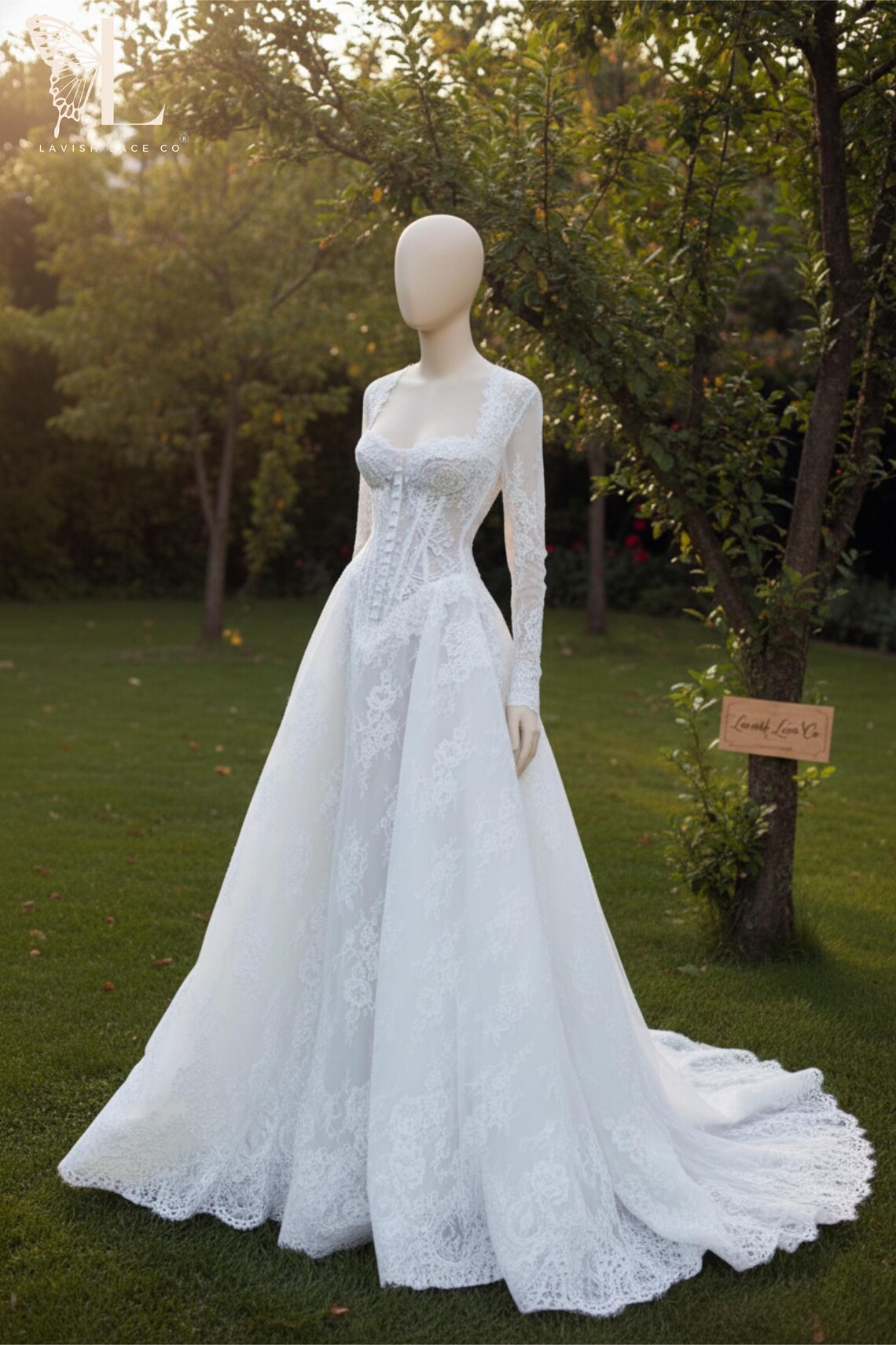 Couture Corset Lace Wedding Dress With Basque Waist & Bolero Jacket ...