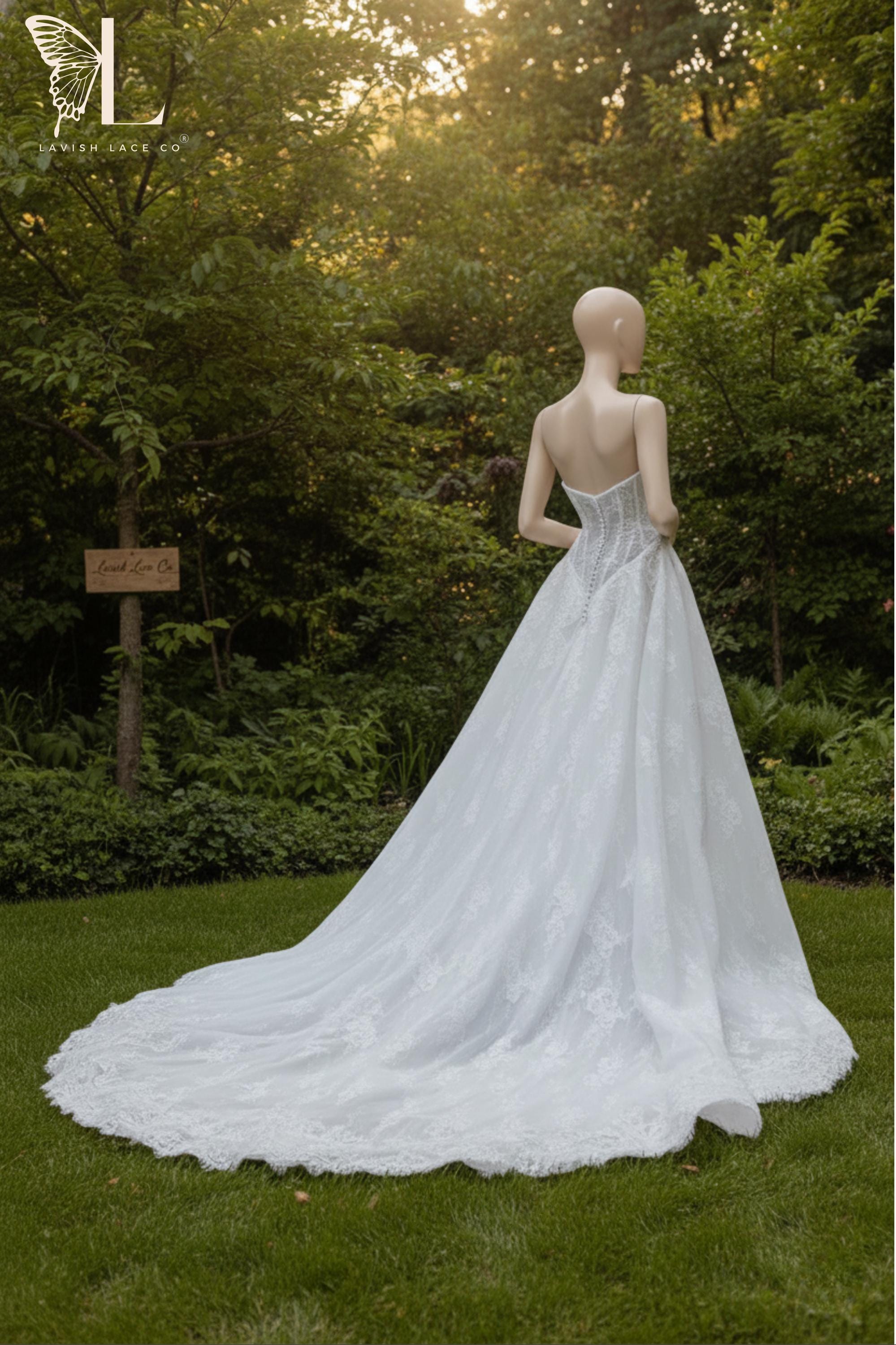 Couture Corset Lace Wedding Dress With Basque Waist & Bolero Jacket ...