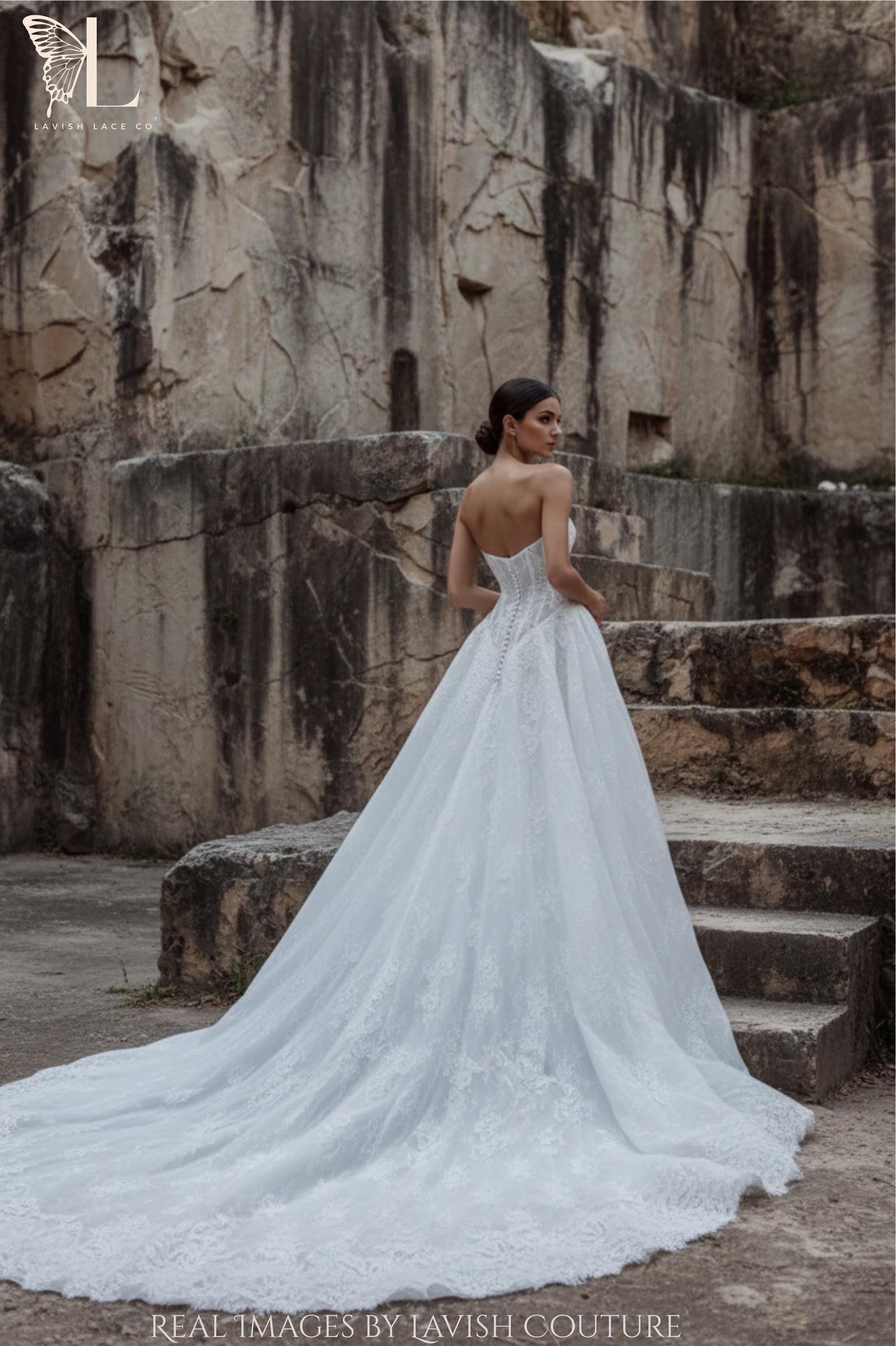 Couture Corset Lace Wedding Dress With Basque Waist & Bolero Jacket ...