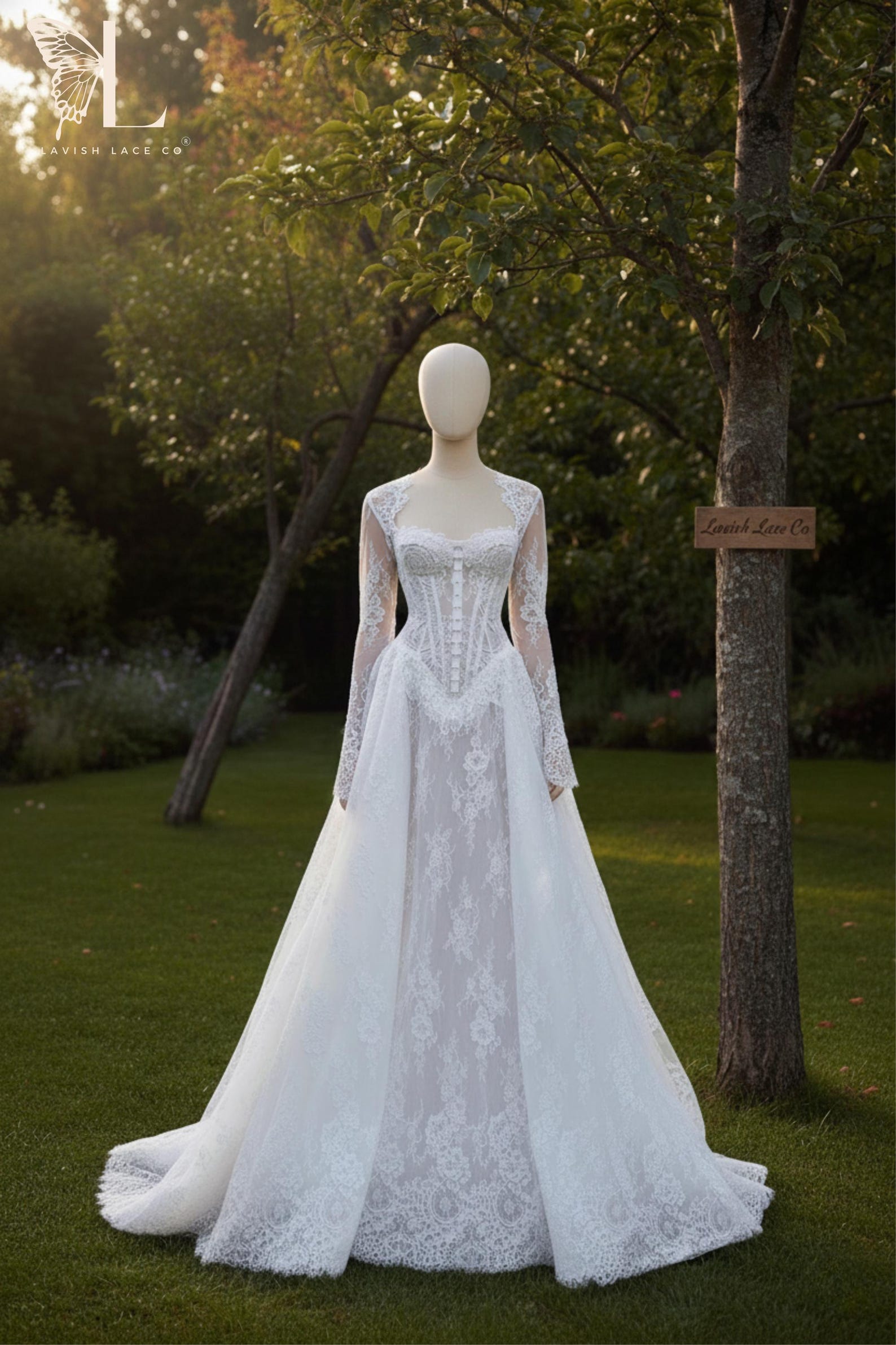 Couture Corset Lace Wedding Dress With Basque Waist & Bolero Jacket ...