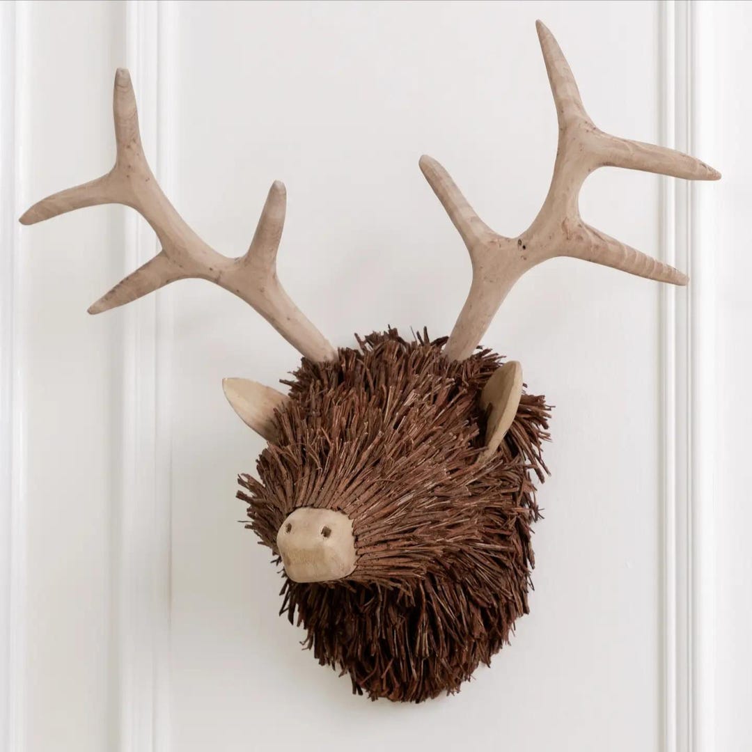Wall Mounted Wooden Stag Head Home Decor - Etsy