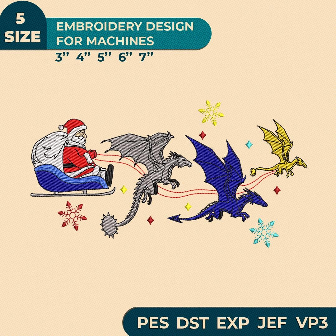 Fourth Wing Embroidery File Design, Dragon Sleigh Fantasy Stitch ...