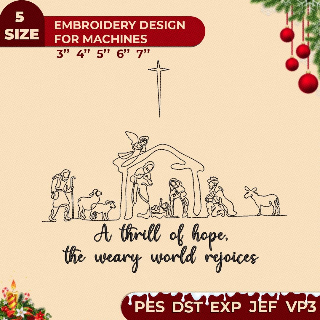 Nativity Scene Embroidery Design: Christmas Manger (digital Download ...