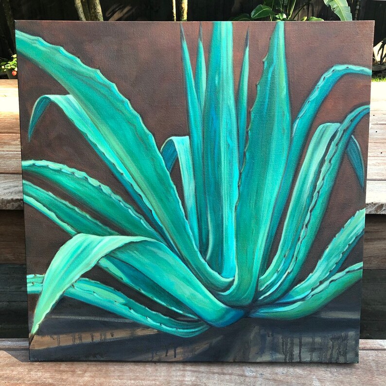Agave Oil Painting 24x24 - Etsy