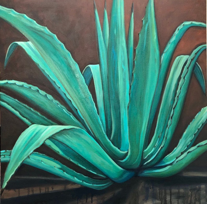 Agave Oil Painting 24x24 - Etsy
