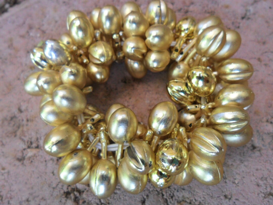 Vintage Gold Plastic Stretch Bracelet - Etsy