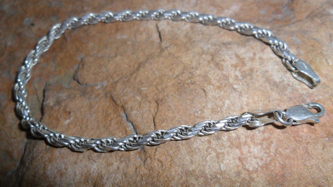Vintage Italian Sterling Silver Rope Bracelet - Etsy