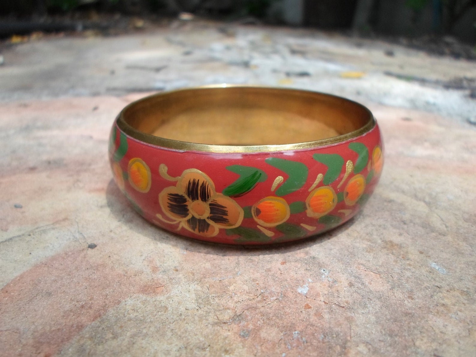Hand Painted Brass Bangle Bracelet - Etsy