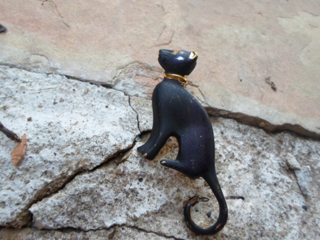 Black Cat Vintage Brooch Etsy