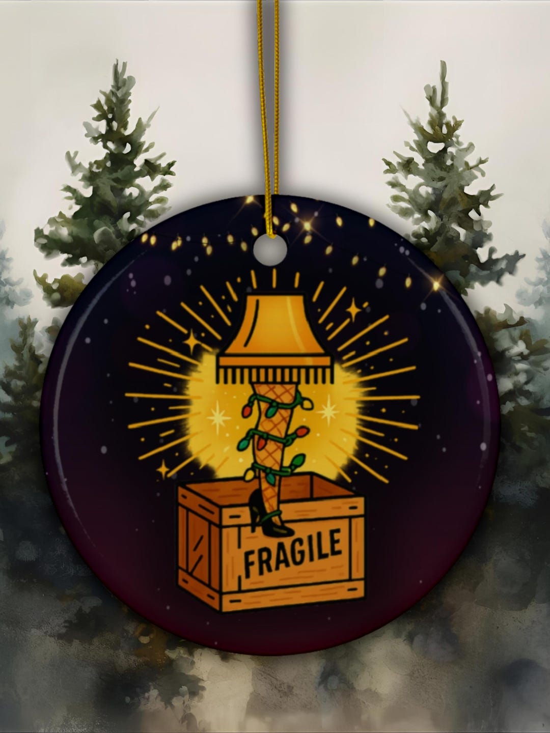 Christmas Story Ceramic Ornament, Fragile Leg Lamp, Funny Xmas Tree ...
