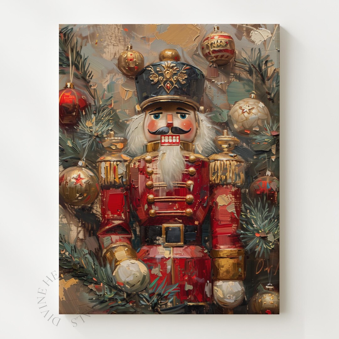 Vintage Nutcracker Christmas Art - Traditional Festive Wall Print ...