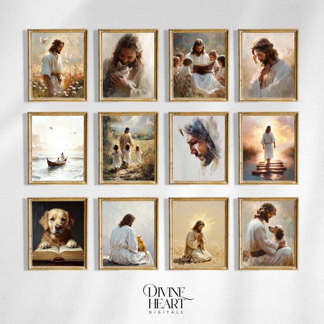 Set of 24 Jesus Wall Art Printable - Christian Wall Art Bundle, Jesus ...