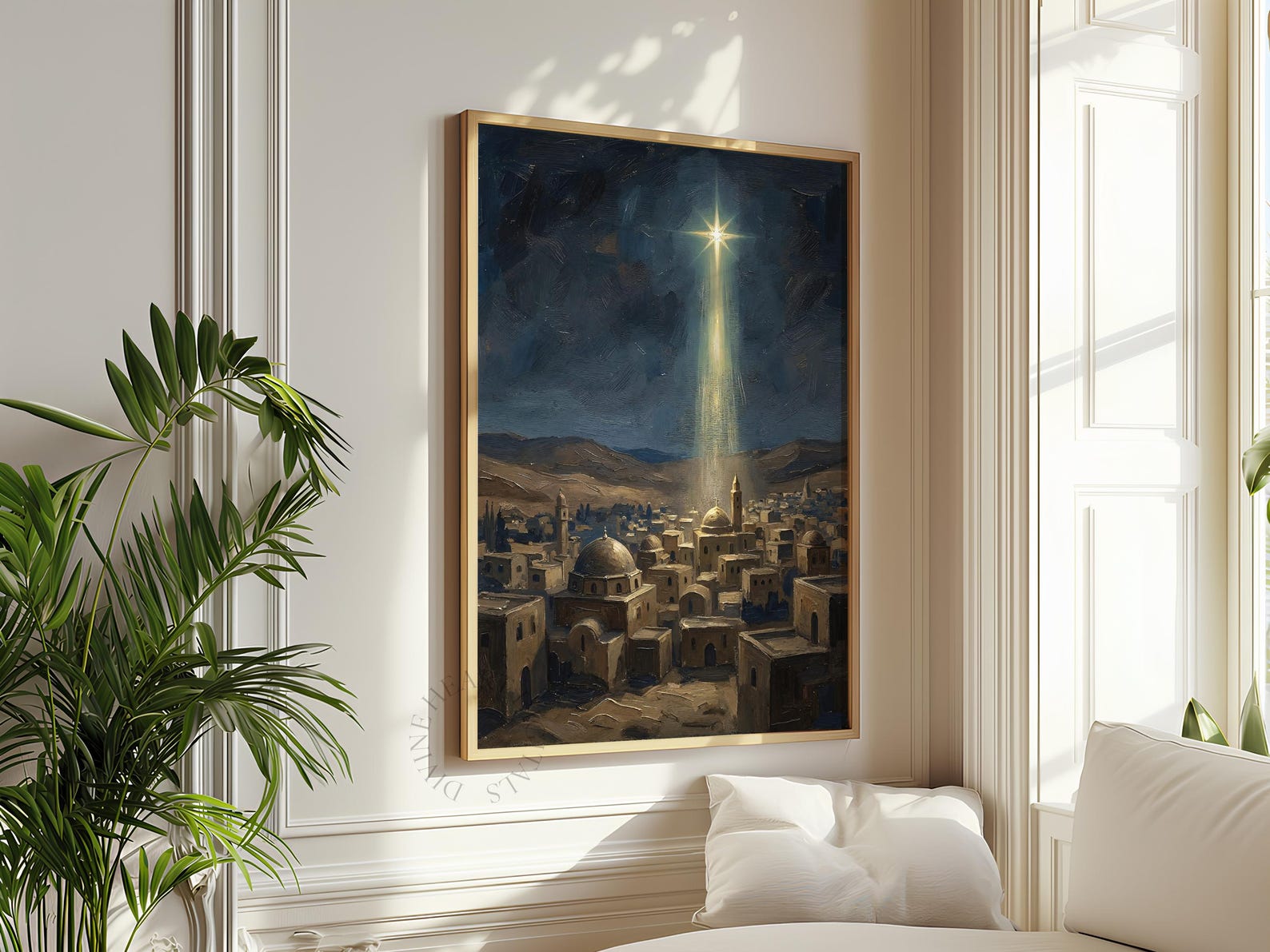 Bethlehem City Nativity Star Printable - Christmas Nightscape Painting ...