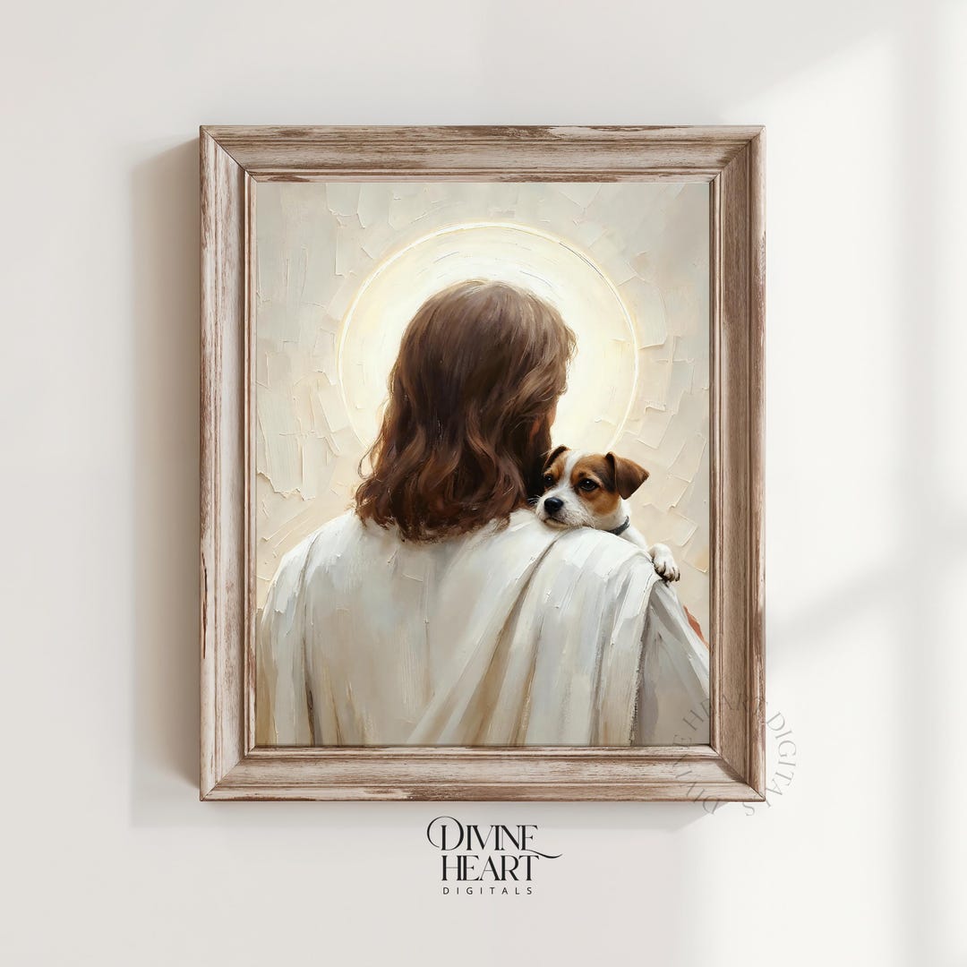Jesus and Dog Christian Art Print: Modern Spiritual Home Decor (digital ...