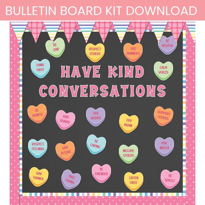 Valentine’s Day Bulletin Board Kit - Kind Conversations Candy Heart ...