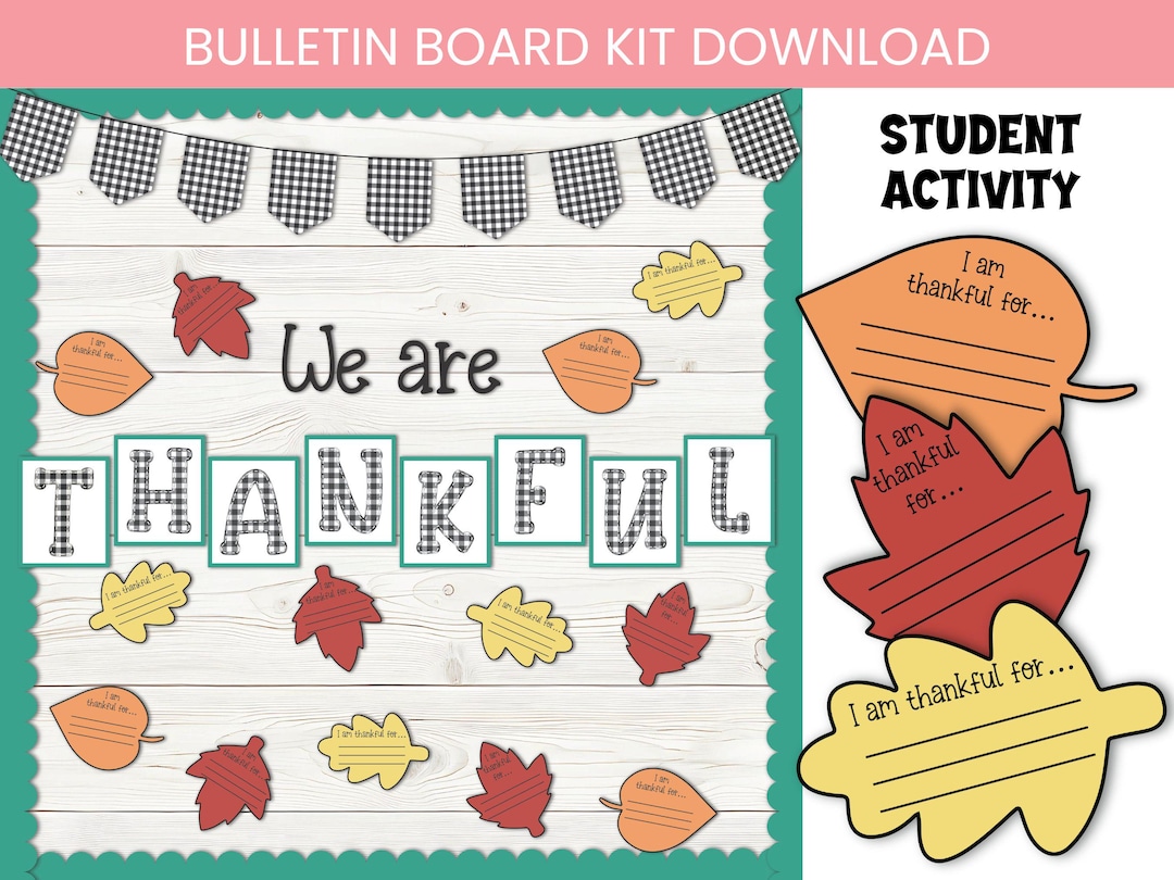 We Are Thankful Bulletin Board Kit | Classroom Gratitude Activity ...