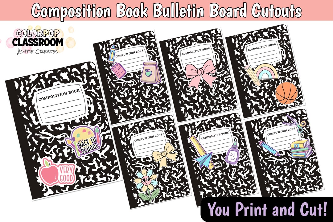Bulletin Board Cutouts | Composition Books | Back to School Classroom ...