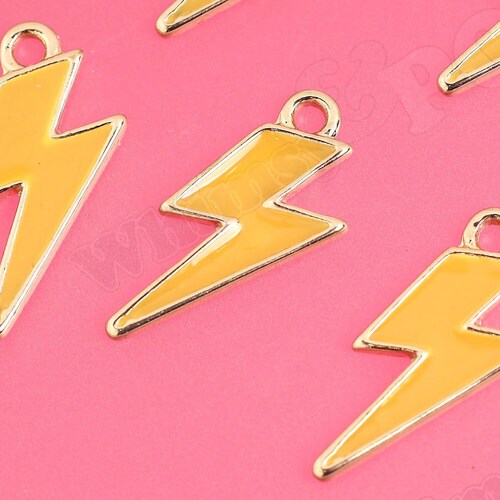 Gold Tone Yellow Lightning Bolt Charms Lightning Charm - Etsy