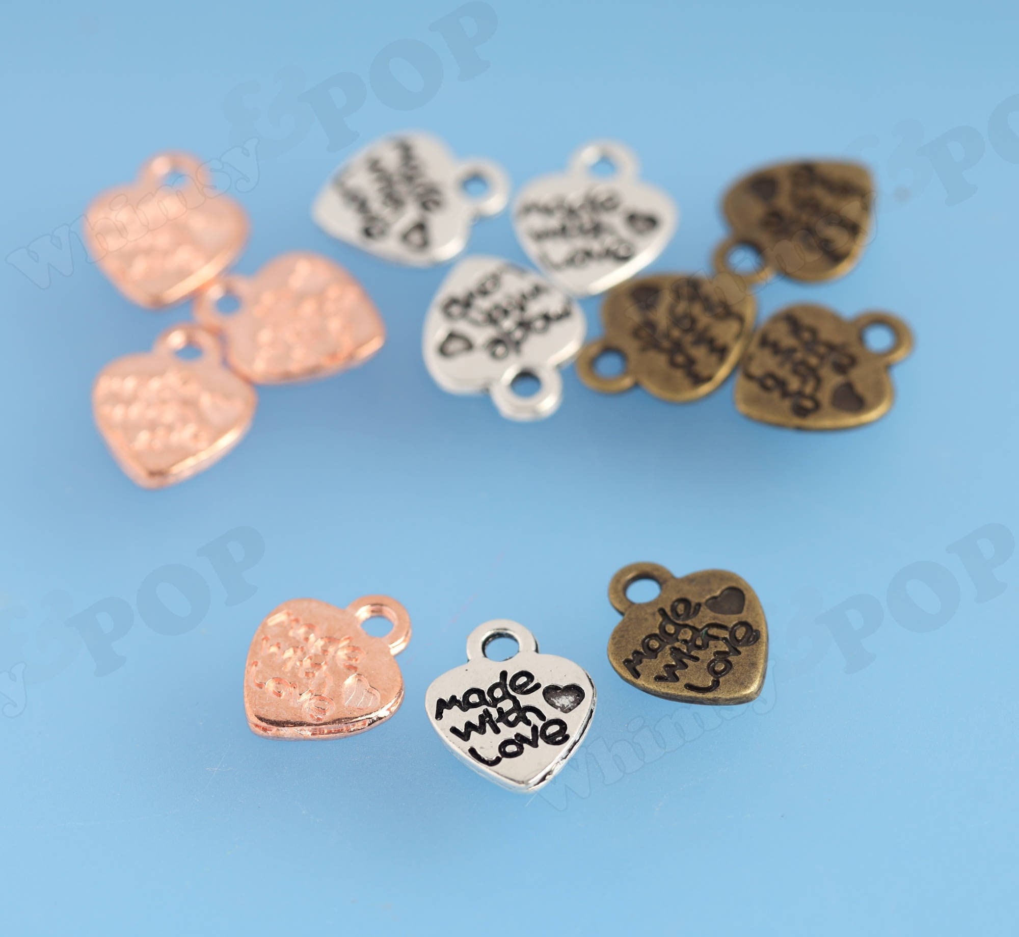 Heart Charms Made With LOVE Charms Heart Shaped Charms Made - Etsy