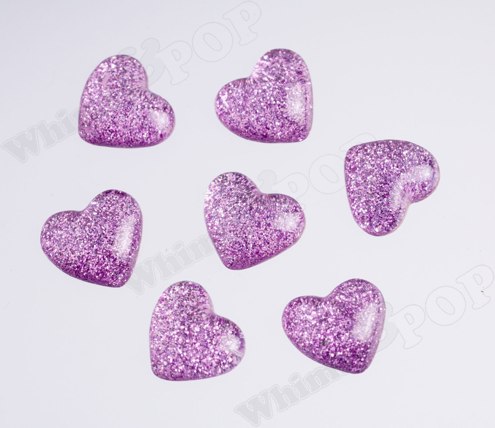 NEW Glitter Heart Cabochons Soft Pink Purple White Hot Pink | Etsy
