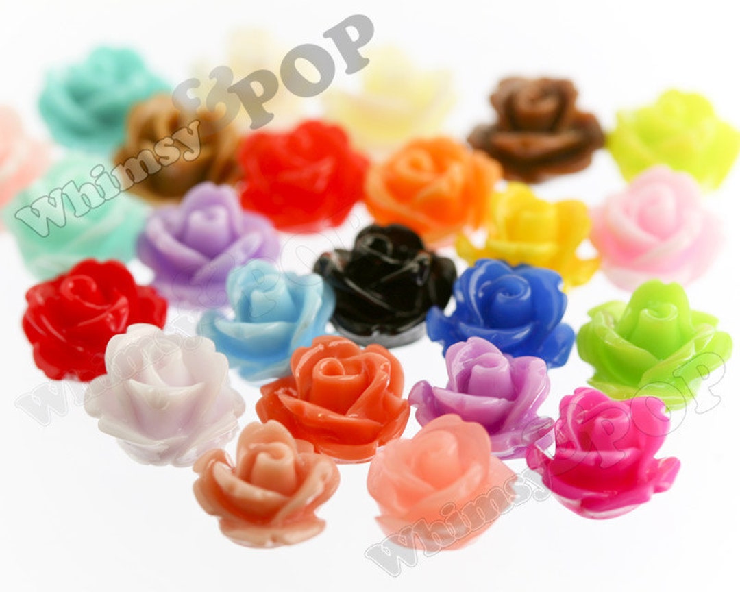 BULK 10mm Mixed Color Rose Cabochons, Flower Cabochons, Flower Cabs ...