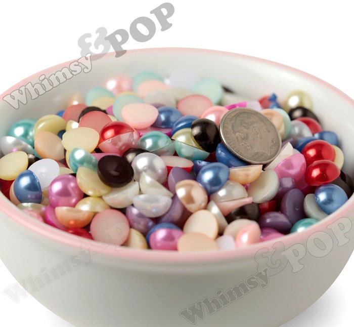 10MM Mixed Color Pearl Flatback Decoden Cabochons Half - Etsy