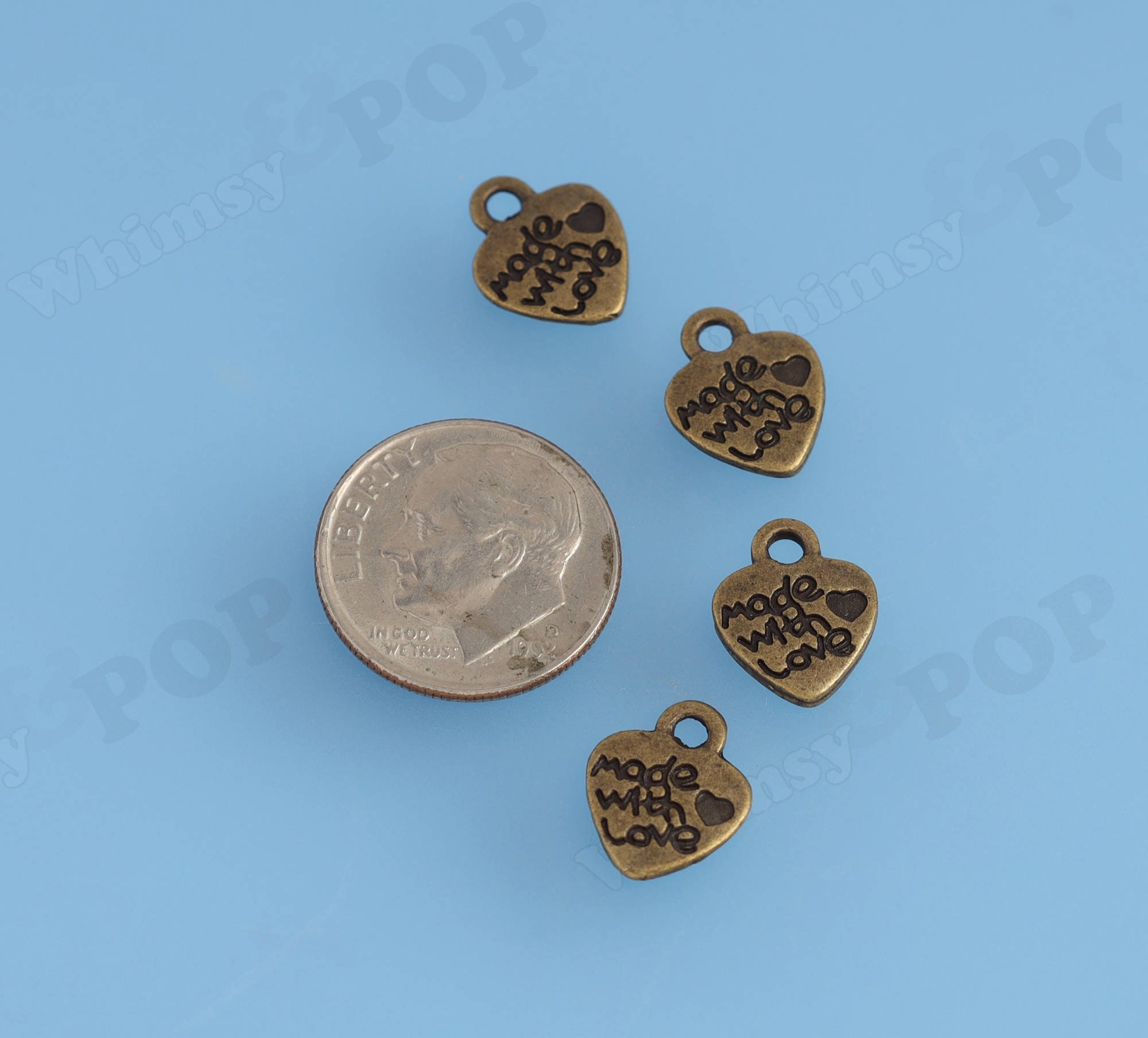 Heart Charms Made With LOVE Charms Heart Shaped Charms Made - Etsy