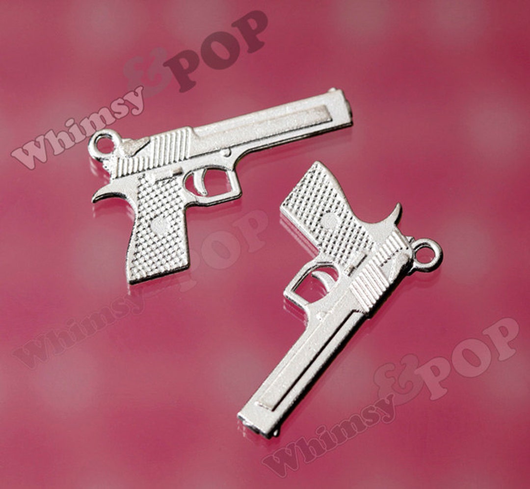 Handgun Revolver Pendant Charm, Silver Gun Charms, Pistol Charm, Police ...
