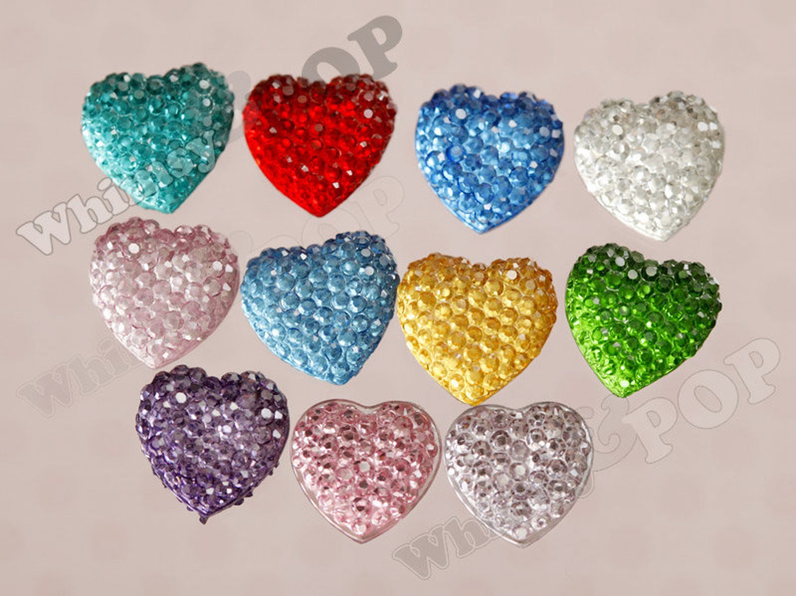 14mm Heart Cabochons Faux Rhinestone Cabochons Ice Dazzling | Etsy