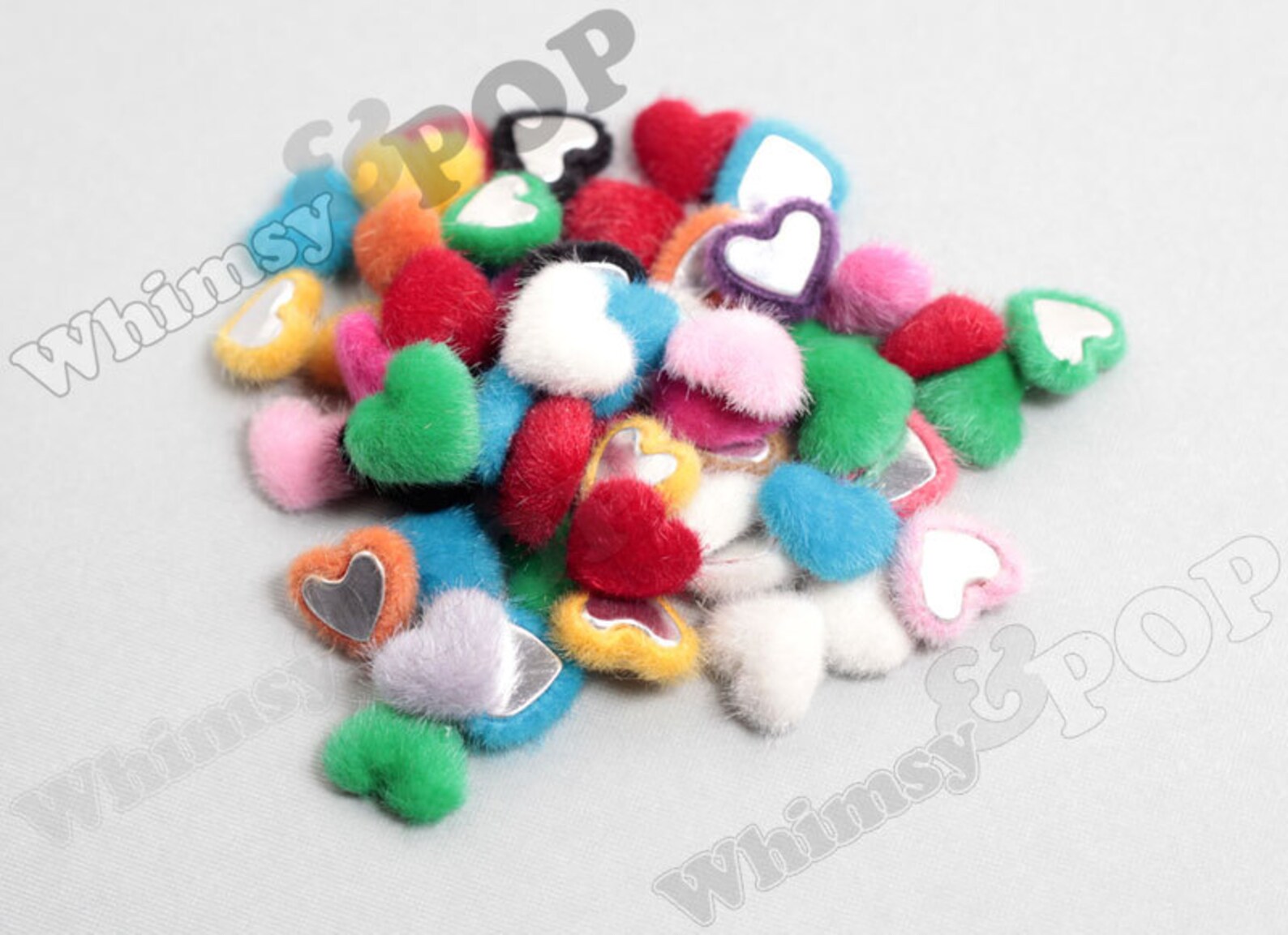 Colorful Plush Fuzzy Furry Heart Button Flatback Deco - Etsy