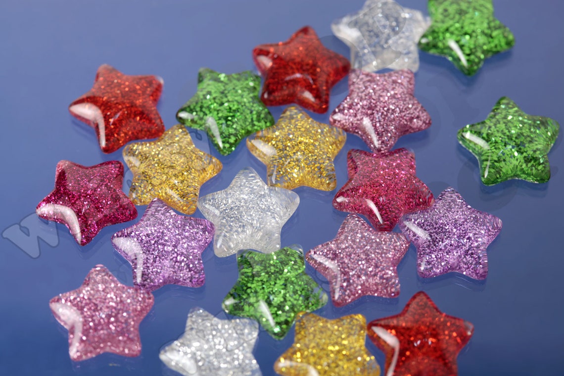 NEW Glitter Star Cabochons Glitter Resin Star Cabochon - Etsy