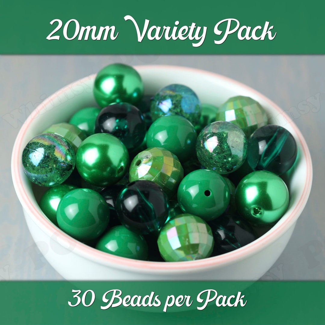 20mm Green Bubblegum Bead Variety Pack, Gumball Beads, Chunky Beads ...