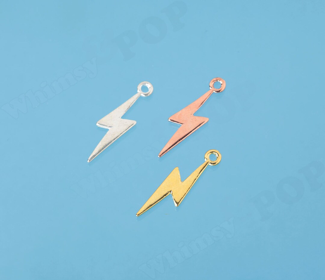 Silver, Gold or Rose Gold Tone Lightning Bolt Charms, Lightning Charm ...