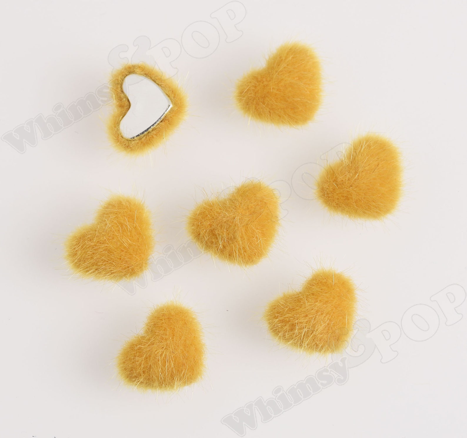 Colorful Plush Fuzzy Furry Heart Button Flatback Deco - Etsy