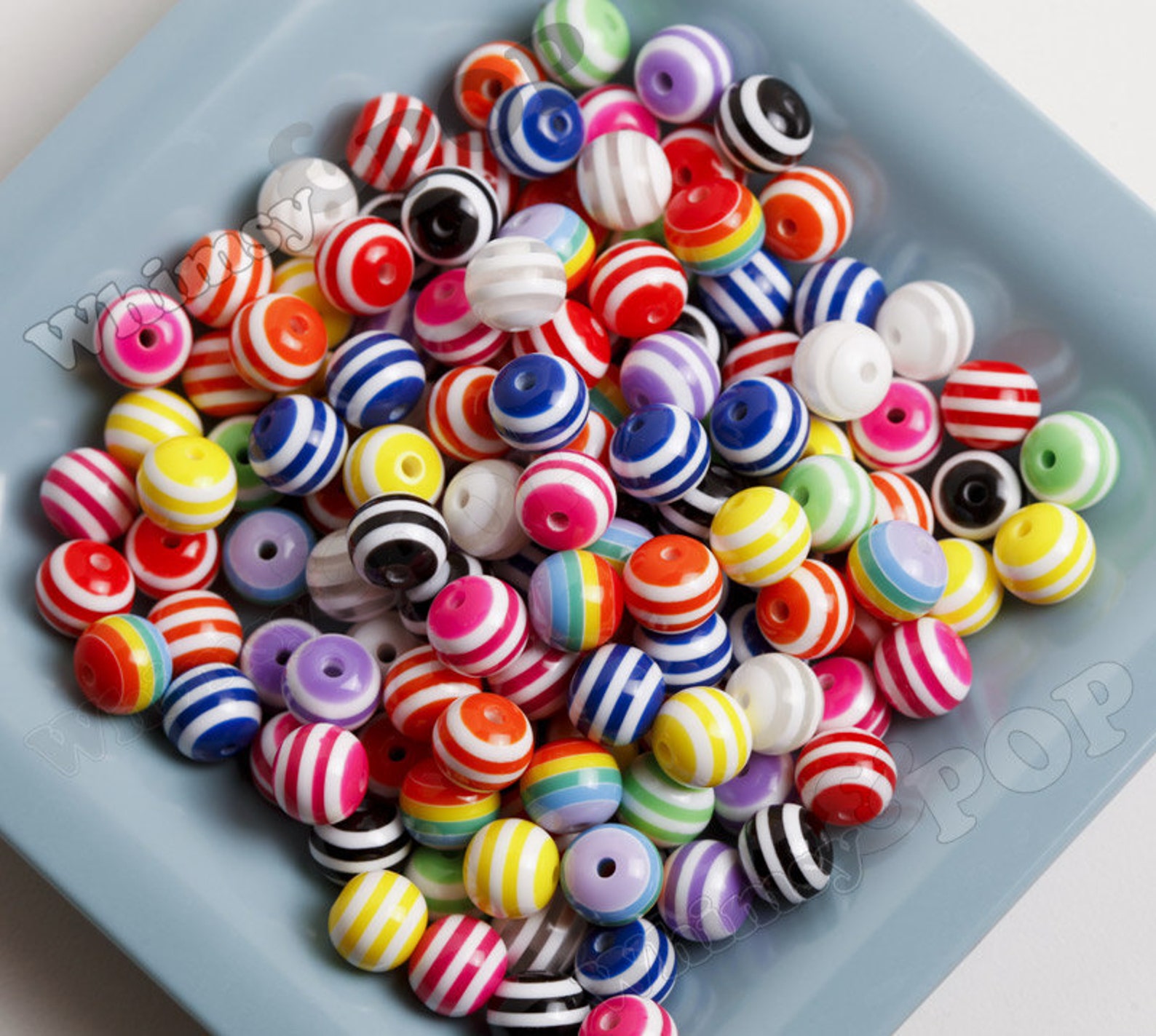 10mm Striped Beads Colorful Striped Resin Round Beads 10mm - Etsy