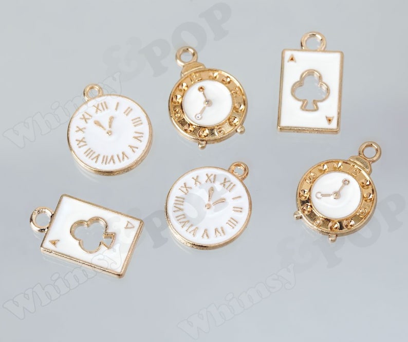 NEW Gold Tone Alloy Clock Playing Card Charms Clock Charm - Etsy