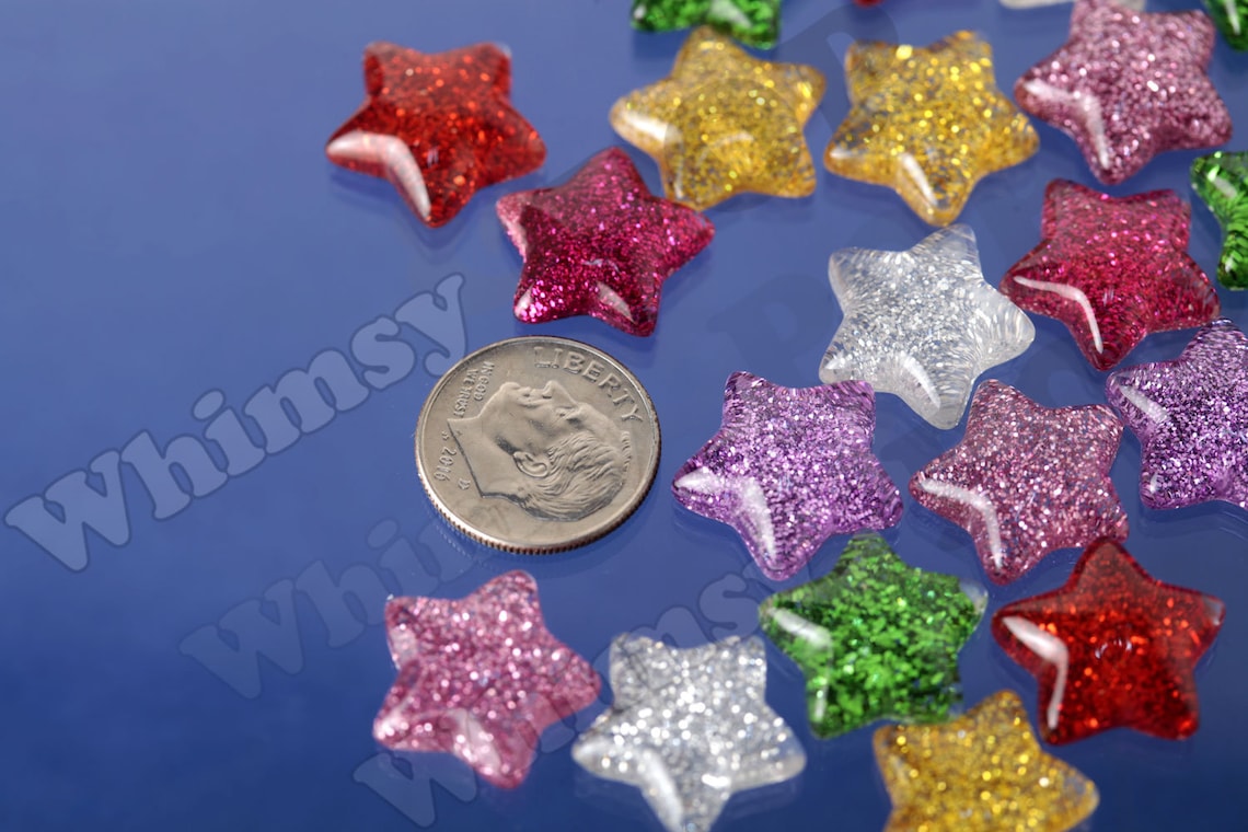 NEW Glitter Star Cabochons Glitter Resin Star Cabochon - Etsy