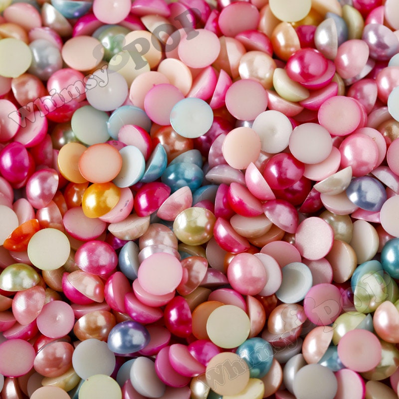 10MM Mixed Color Pearl Flatback Decoden Cabochons Half - Etsy