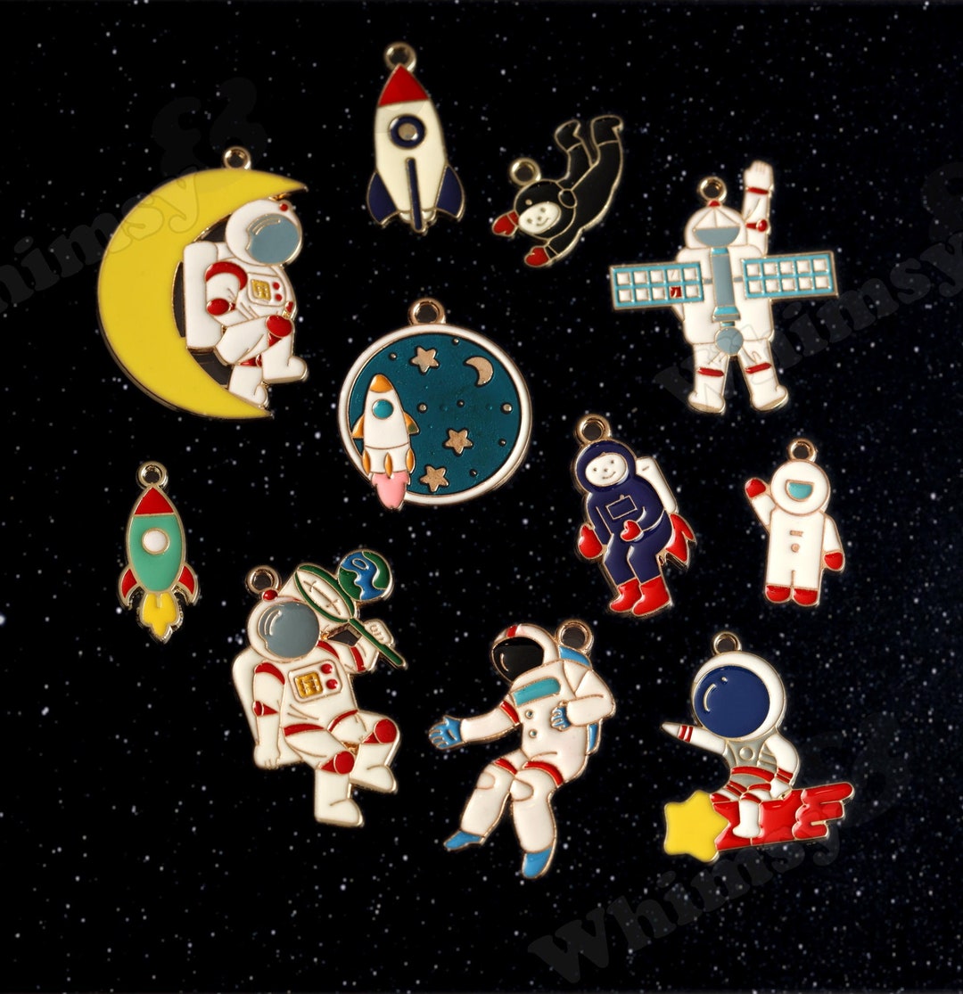 Retro Astronaut Charms, Space Rocket Charms, Spaceship Pendant, Outer ...