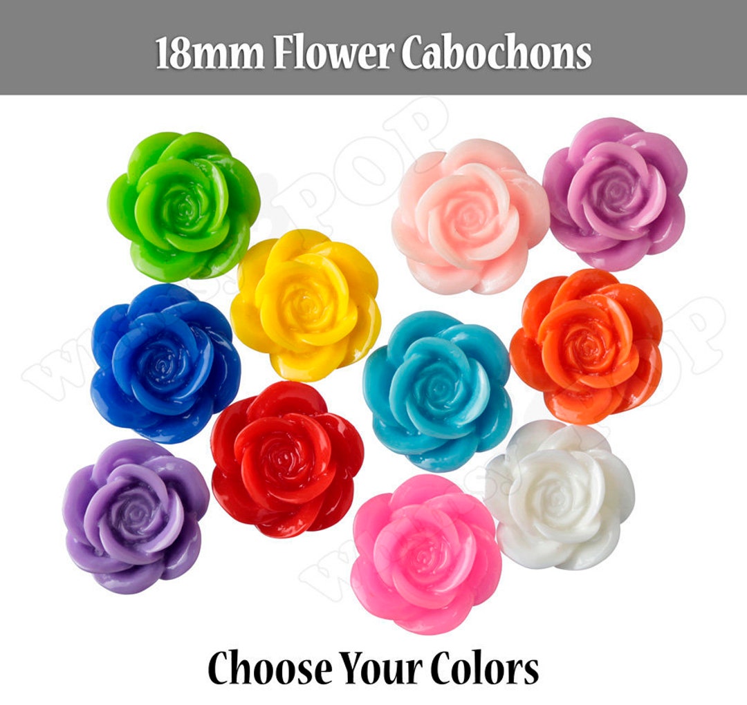 18MM Flower Cabochons, Flower Cabs, Flower Shaped Resins, Resin Flowers ...