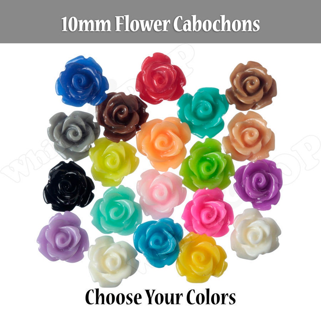 10MM Rose Cabochons, Mini Resin Flowers, 10mm Flower Cabochons, Craft ...