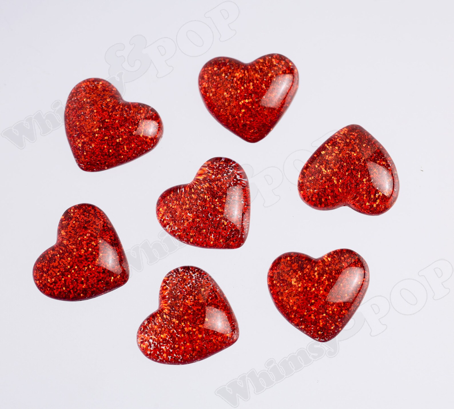 NEW Glitter Heart Cabochons Soft Pink Purple White Hot Pink | Etsy