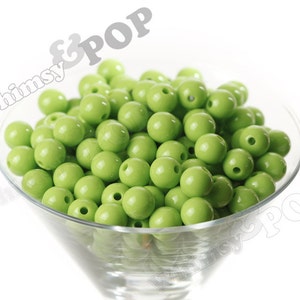 12mm Lime Green Gumball Beads, 12mm Gumball Beads, 12mm Beads, Small ...