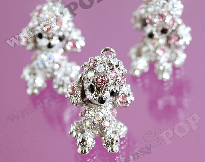1 3D Poodle Puppy Dog Rhinestone Crystal Movable Charm Dog - Etsy