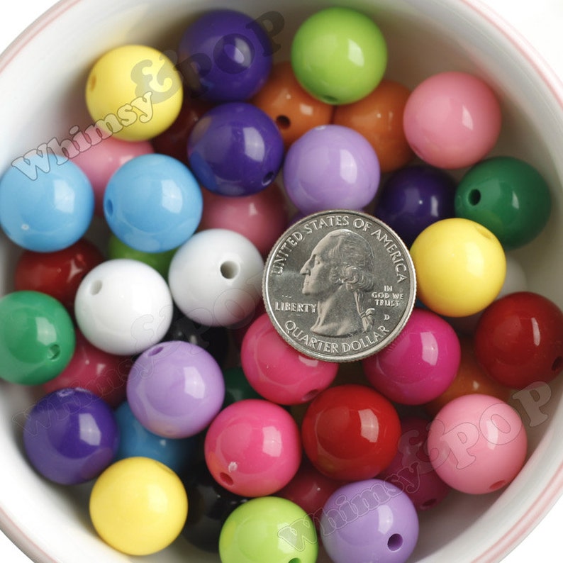 16mm - Mixed Colors Gumball Beads, Chunky Gumball Beads, 16mm Gumball ...