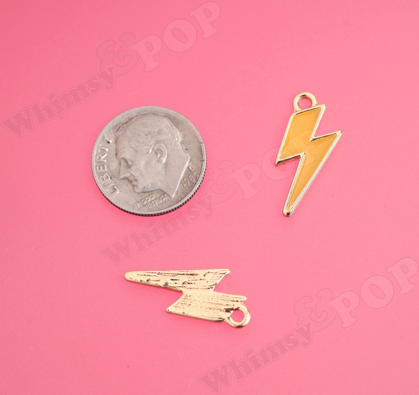 Gold Tone Yellow Lightning Bolt Charms Lightning Charm - Etsy